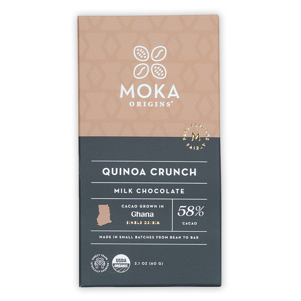Moka Quinoa Crunch Milk Chocolate 58% – Bar & Cocoa