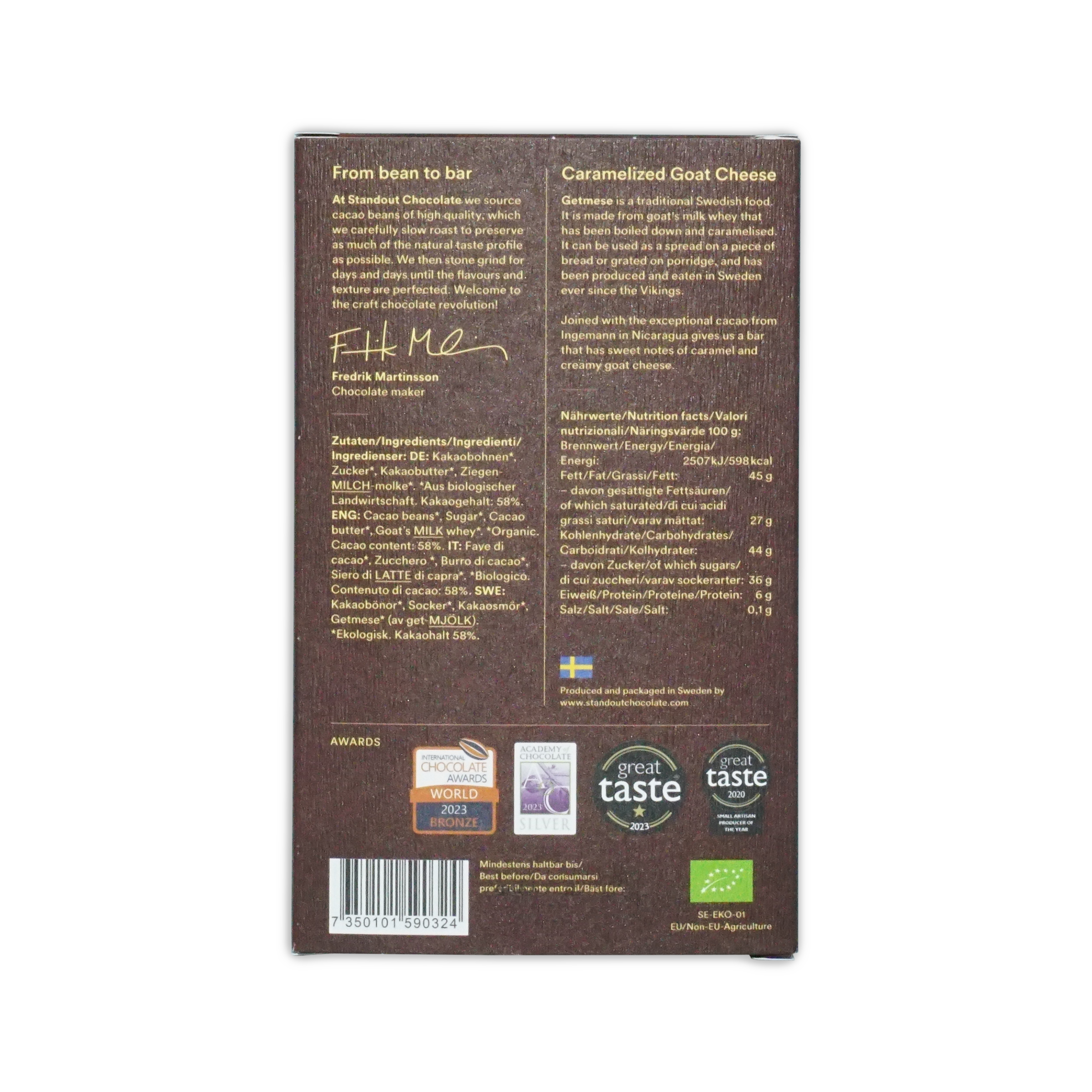 Standout Caramelized Goat Cheese 58% Dark Chocolate – Bar & Cocoa