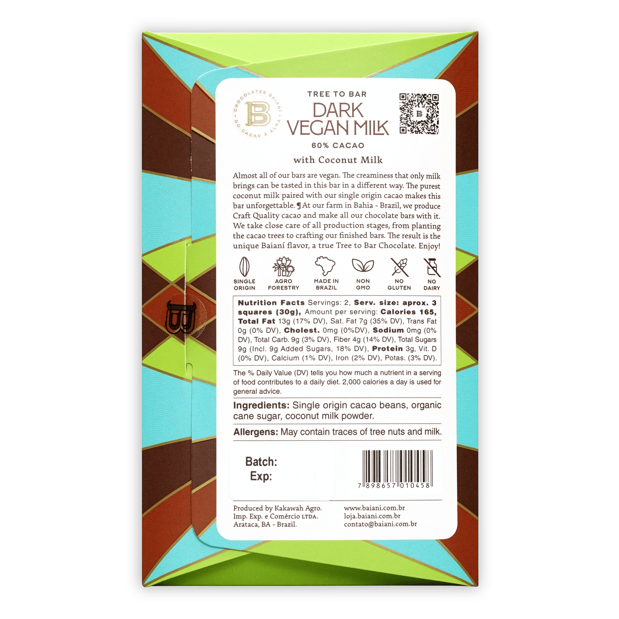 Baiani Vegan Milk Chocolate 60% – Bar & Cocoa