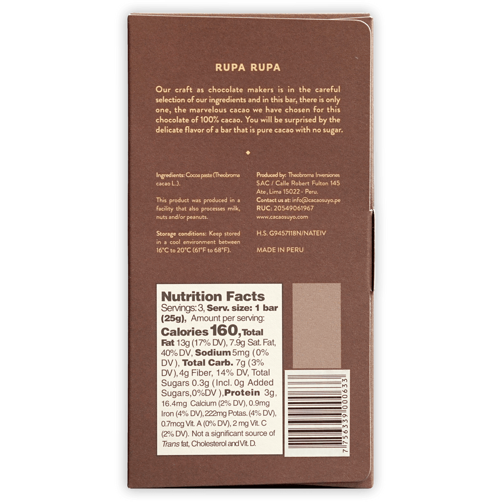 Cacaosuyo Rupa Rupa 100% – Bar & Cocoa